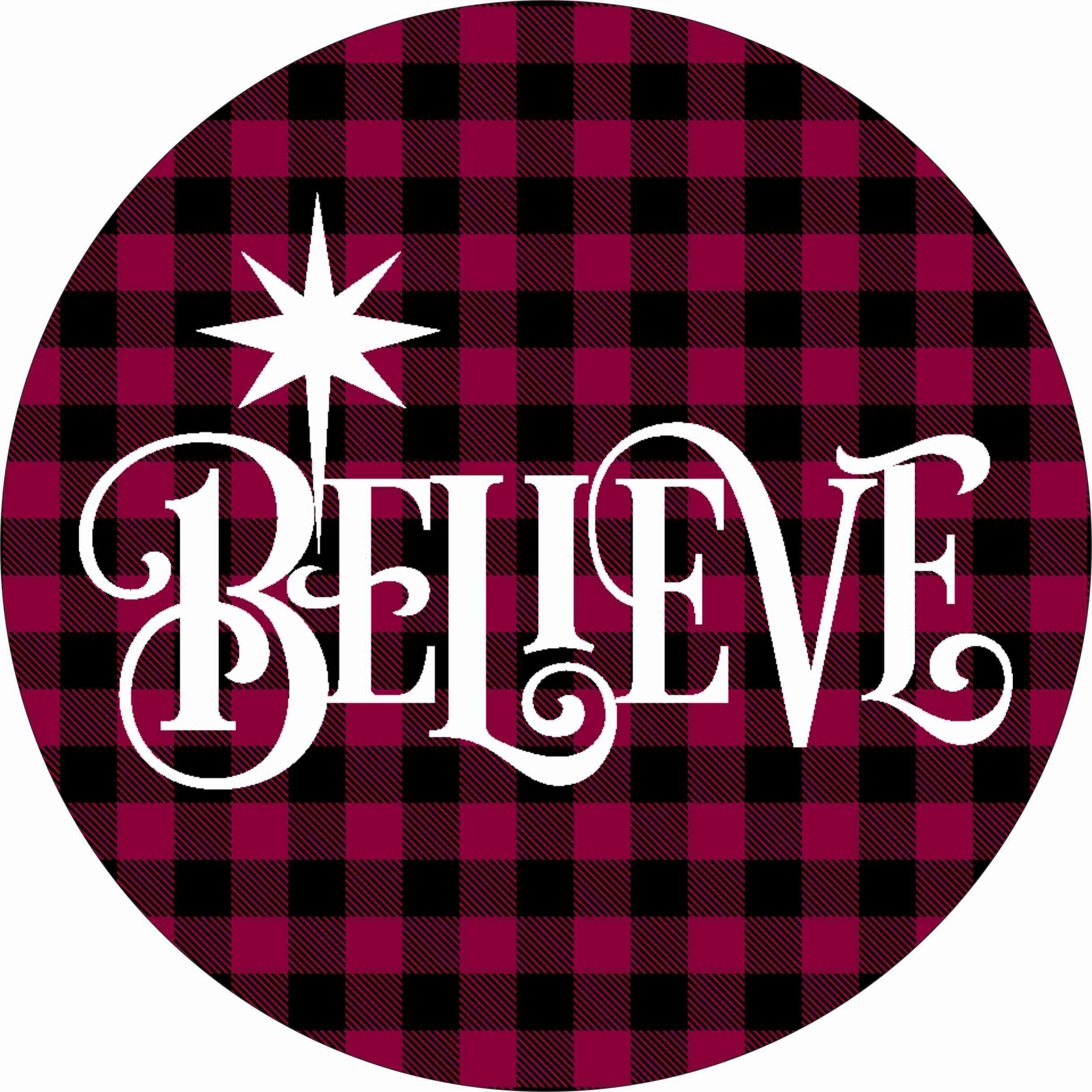 8 Round Believe Wreath Sign-Red. Personalízalo por Pam - Etsy España