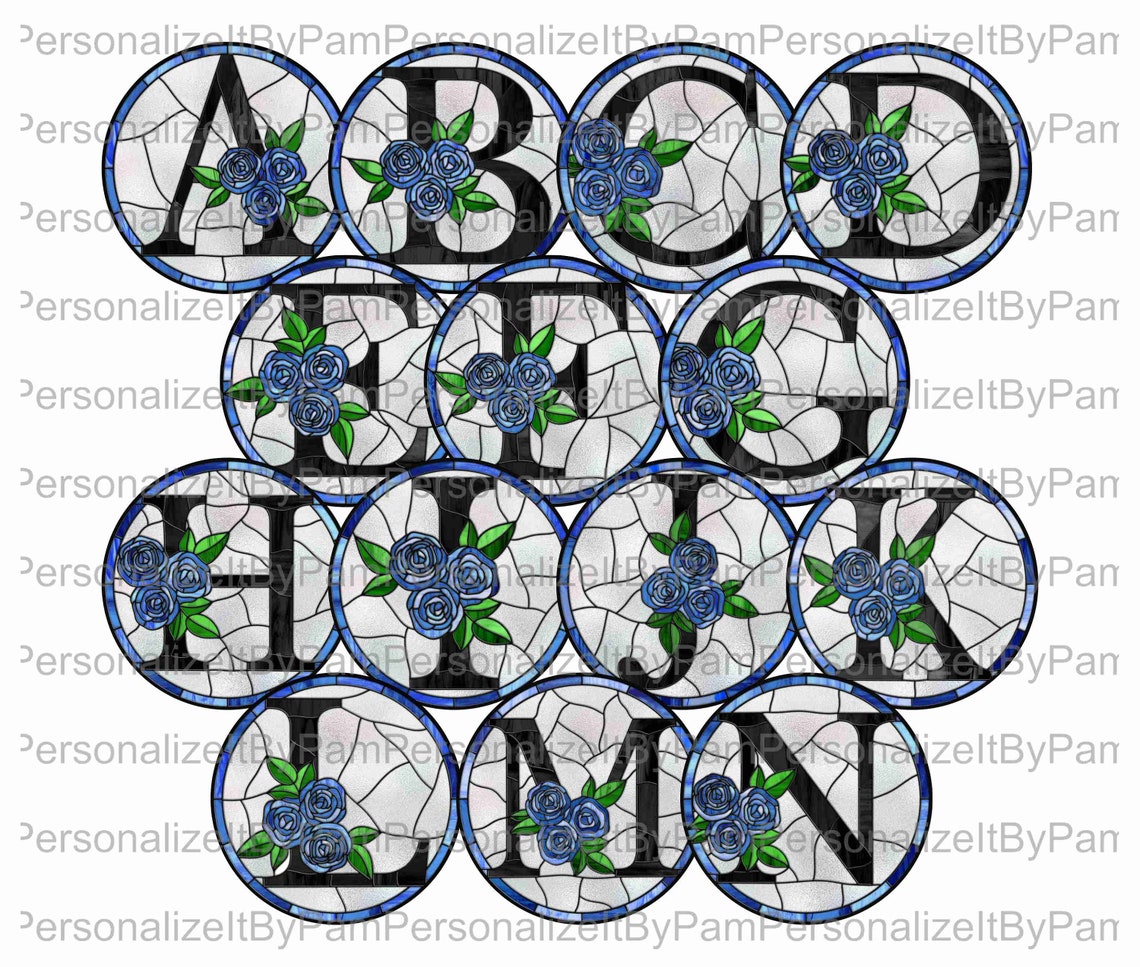 Round Faux Stained Glass Family Monogram Wreath Sign Monogram - Etsy