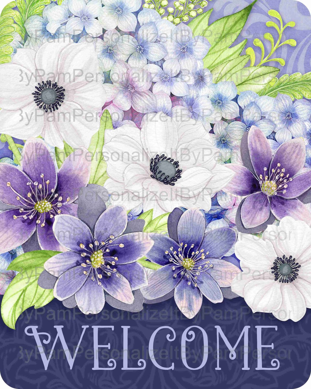 Welcome Wreath Sign, Spring Wreath Sign, Floral Wreath Sign ...