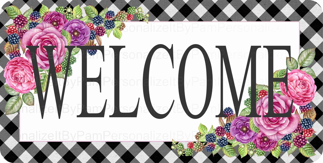Welcome Wreath Sign, Floral Wreath Sign, Personalize It by Pam, Wreath ...