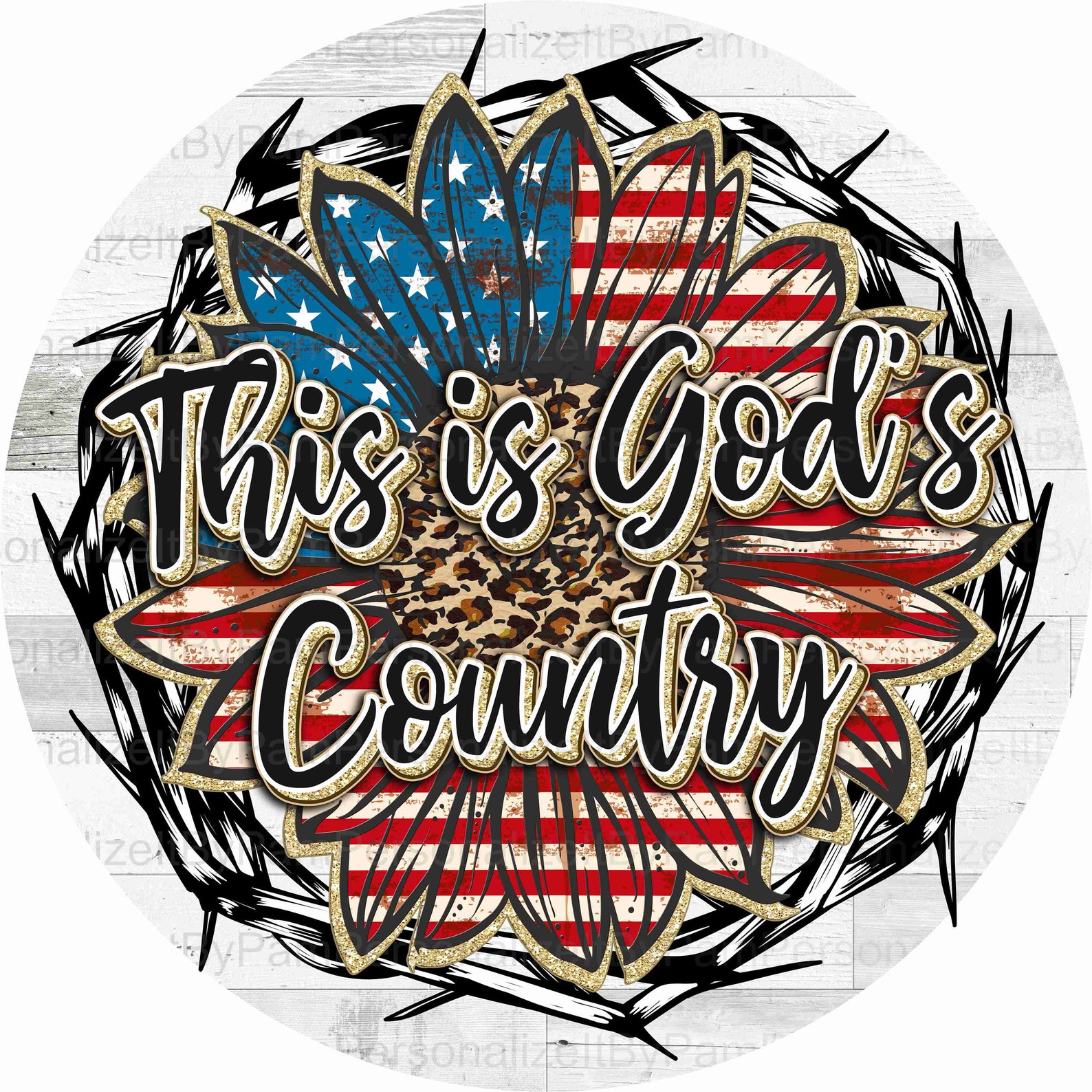 God's Country Faux Wood Wreath Sign Patriotic Sunflower - Etsy