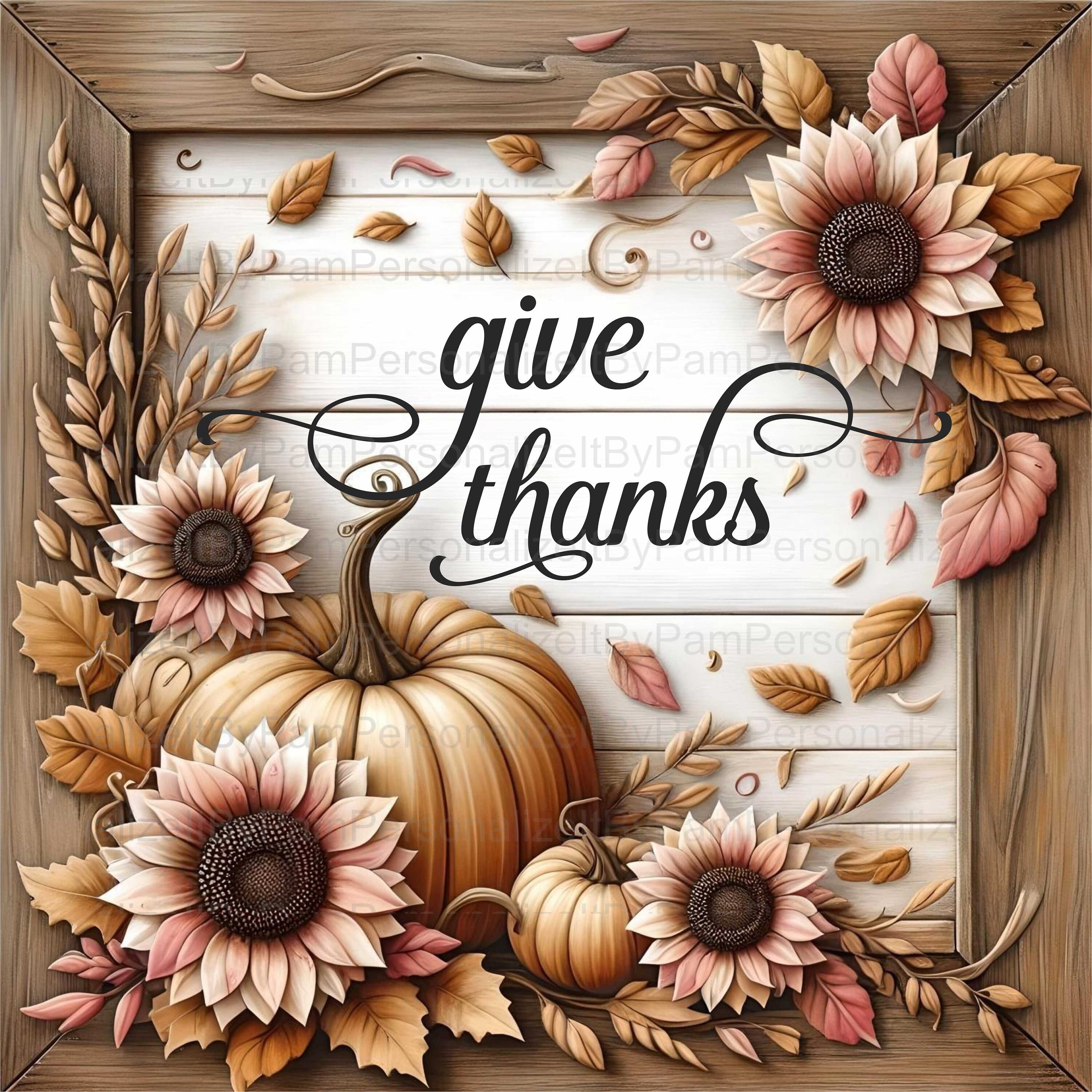 10" X10" Square Fall Give Thanks Wreath Sign, Fall Wreath Sign ...