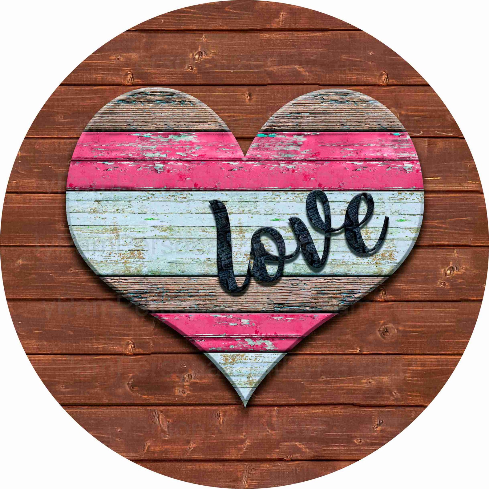 10 Round Valentine Faux Wood Wreath Sign, Personalize It by Pam, Wreath ...