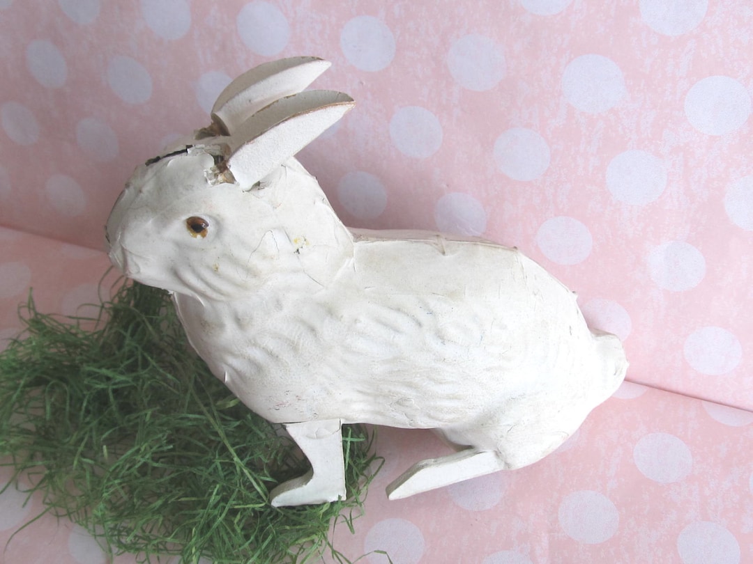 White Paper Mache Rabbit Cardboard and Wood Rabbit Belonged to My ...