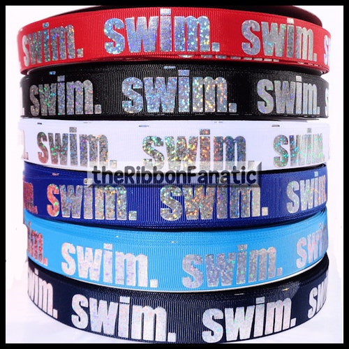 Swim Ribbon 7/8 Grosgrain Ribbon Gift for Swimmer - Etsy