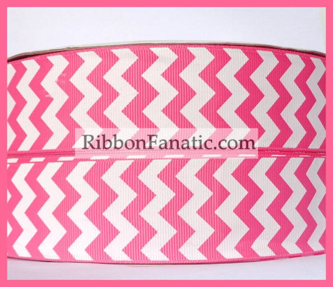 5 Yds 1.5" Hot Pink and White Chevron Stripe Grosgrain Ribbon - Etsy
