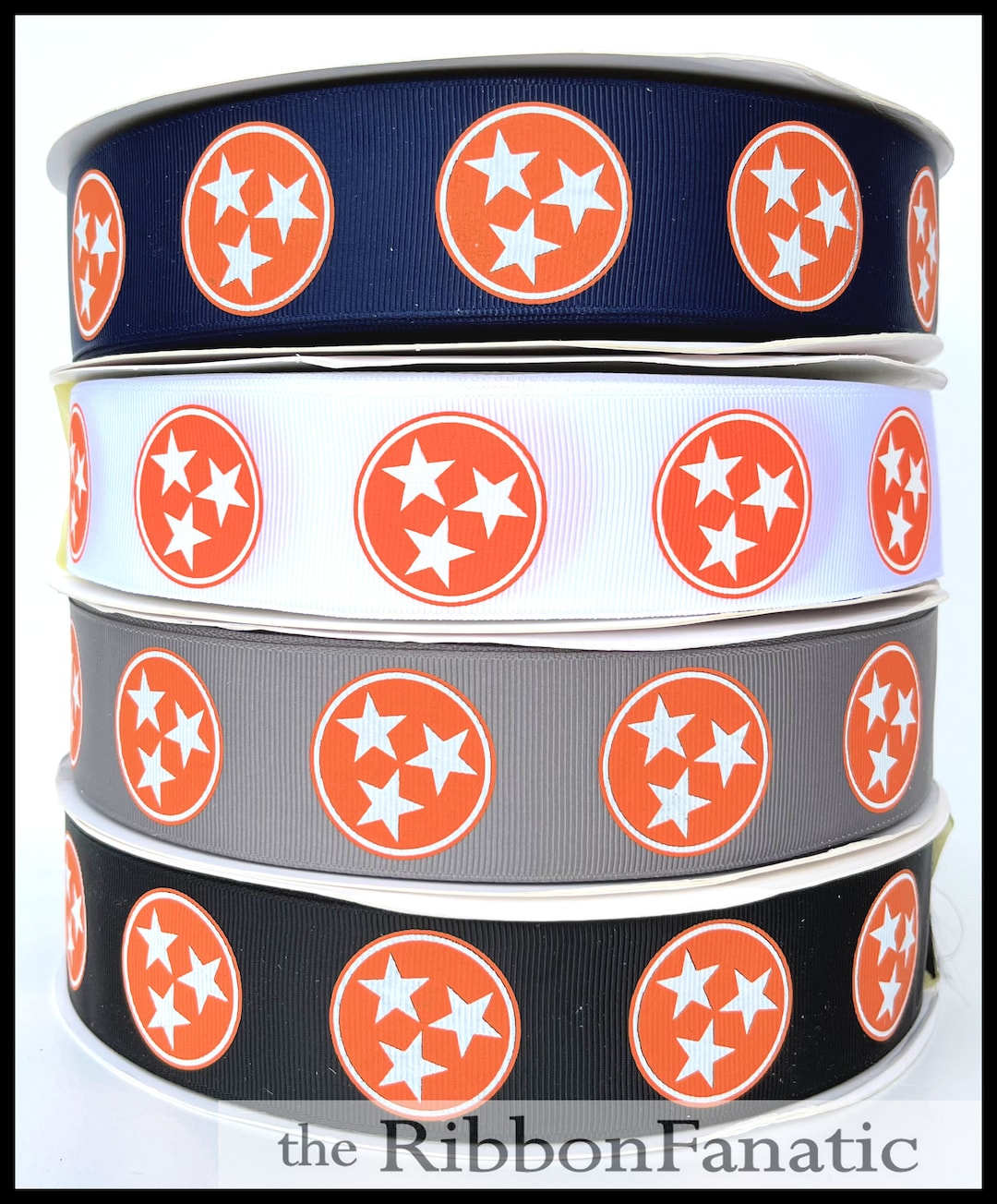 5 Yds 1.5" Tennessee Tri Star State Flag UT Colors Orange White Navy ...