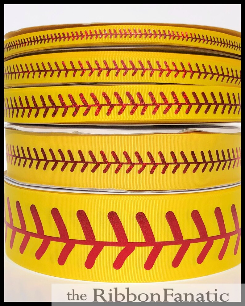 5 Yds or 3yds Yellow Softball Stitch With Red Foil Laces 5 | Etsy