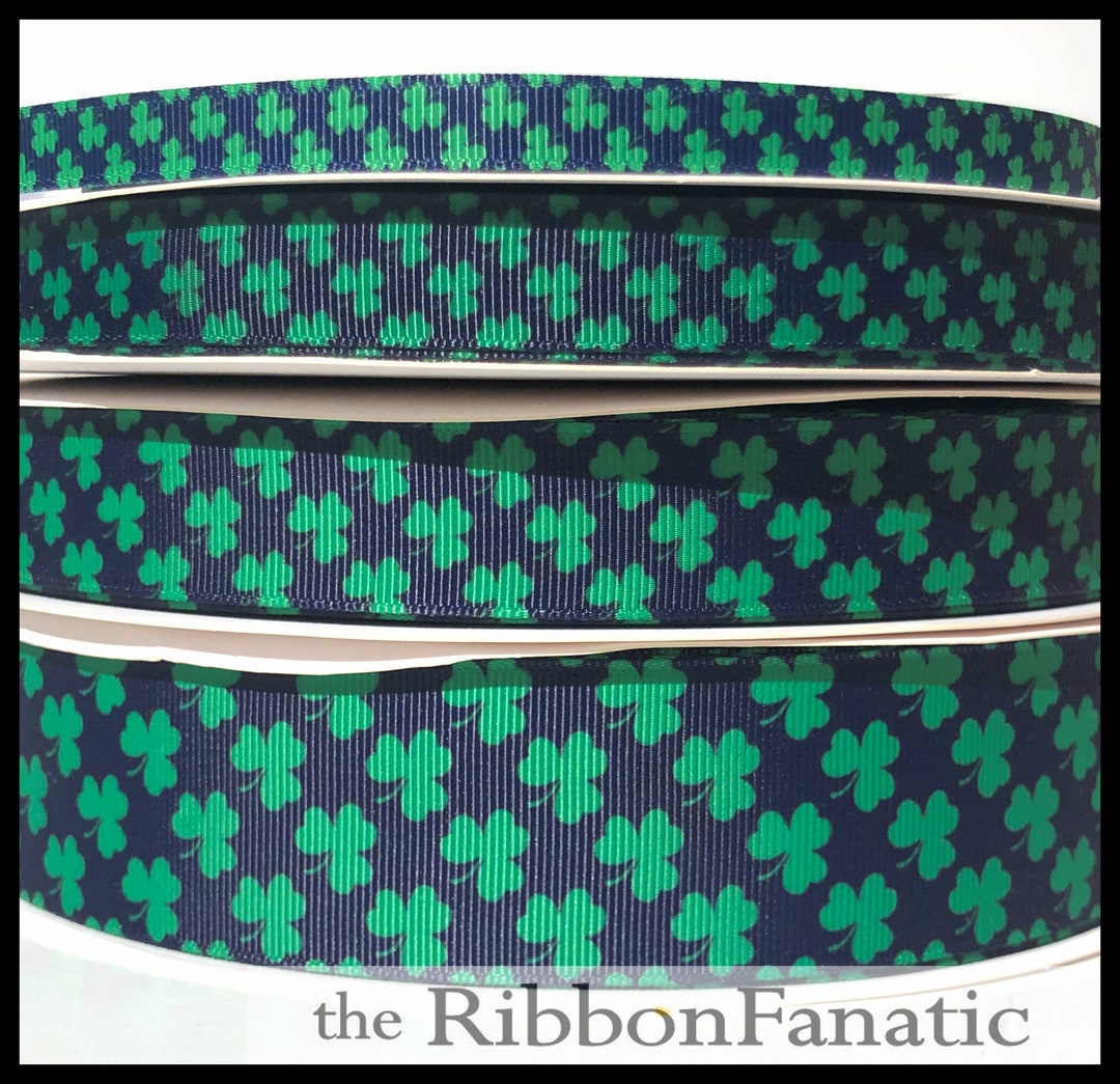 5 Yds 5/8" or 7/8" or 1.5" Green Shamrocks on Navy St. Patrick's Day ...