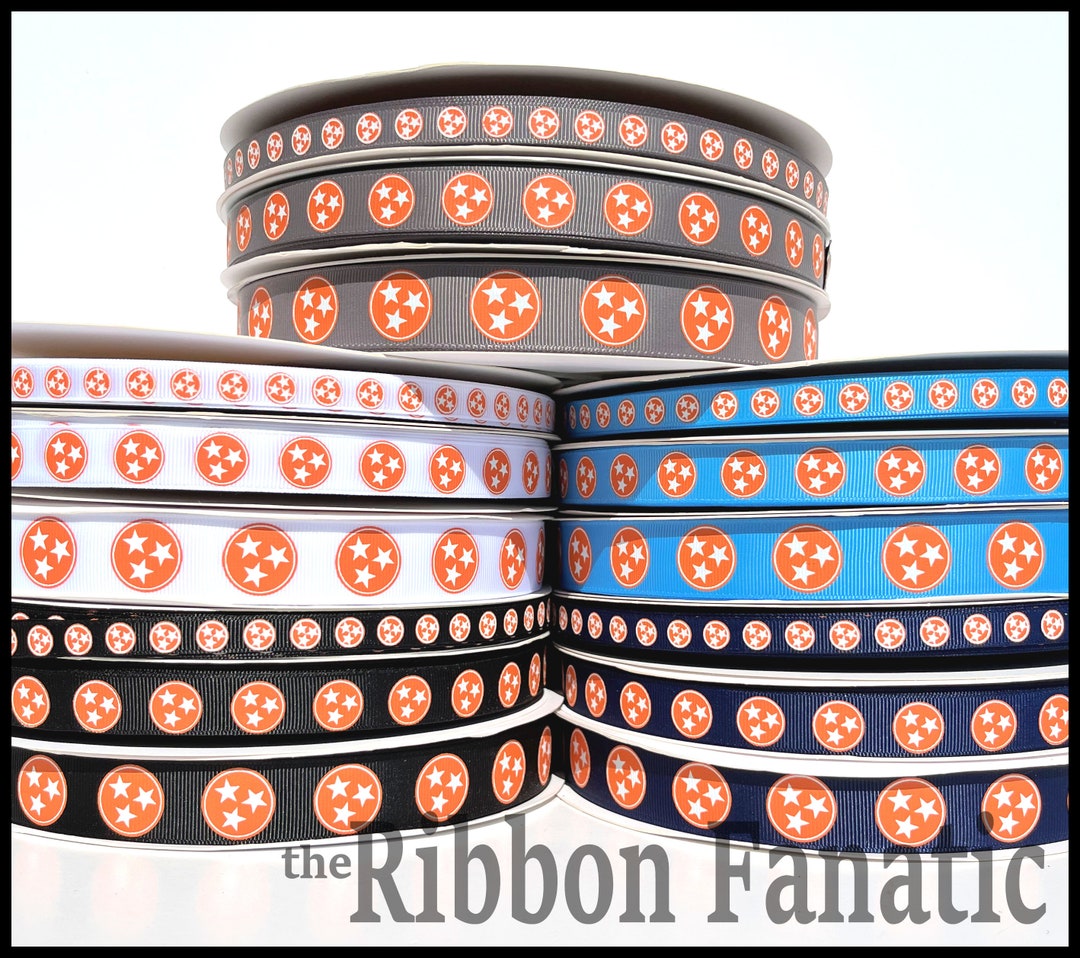 5 Yds 3/8" or 5/8" or 7/8" Tennessee Tri Star Orange Volunteers 5 ...