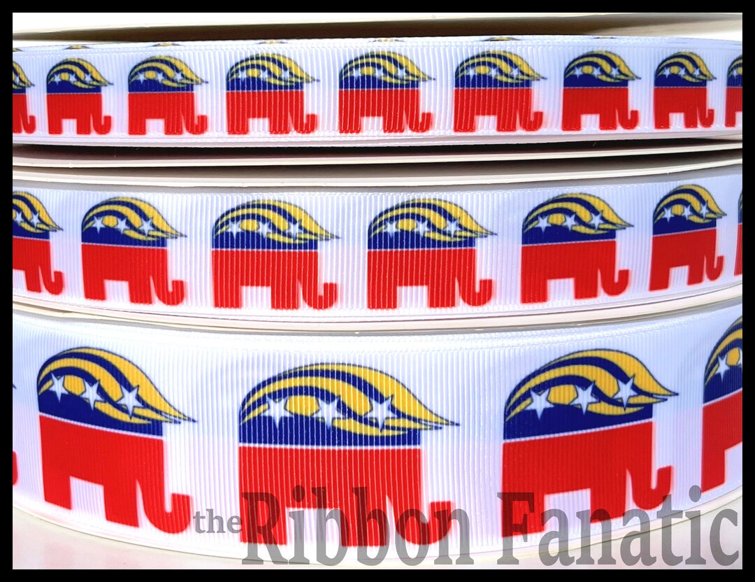 5 Yds 5/8" or 7/8" or 1.5" Trump Hair 2024 Republican Elephant GOP ...