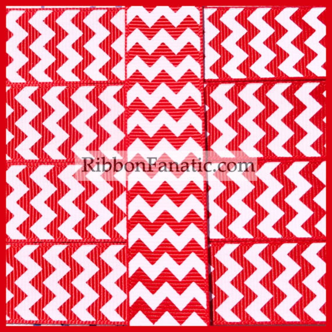 5 Yards Red and White Chevron 7/8 Grosgrain Ribbon - Etsy