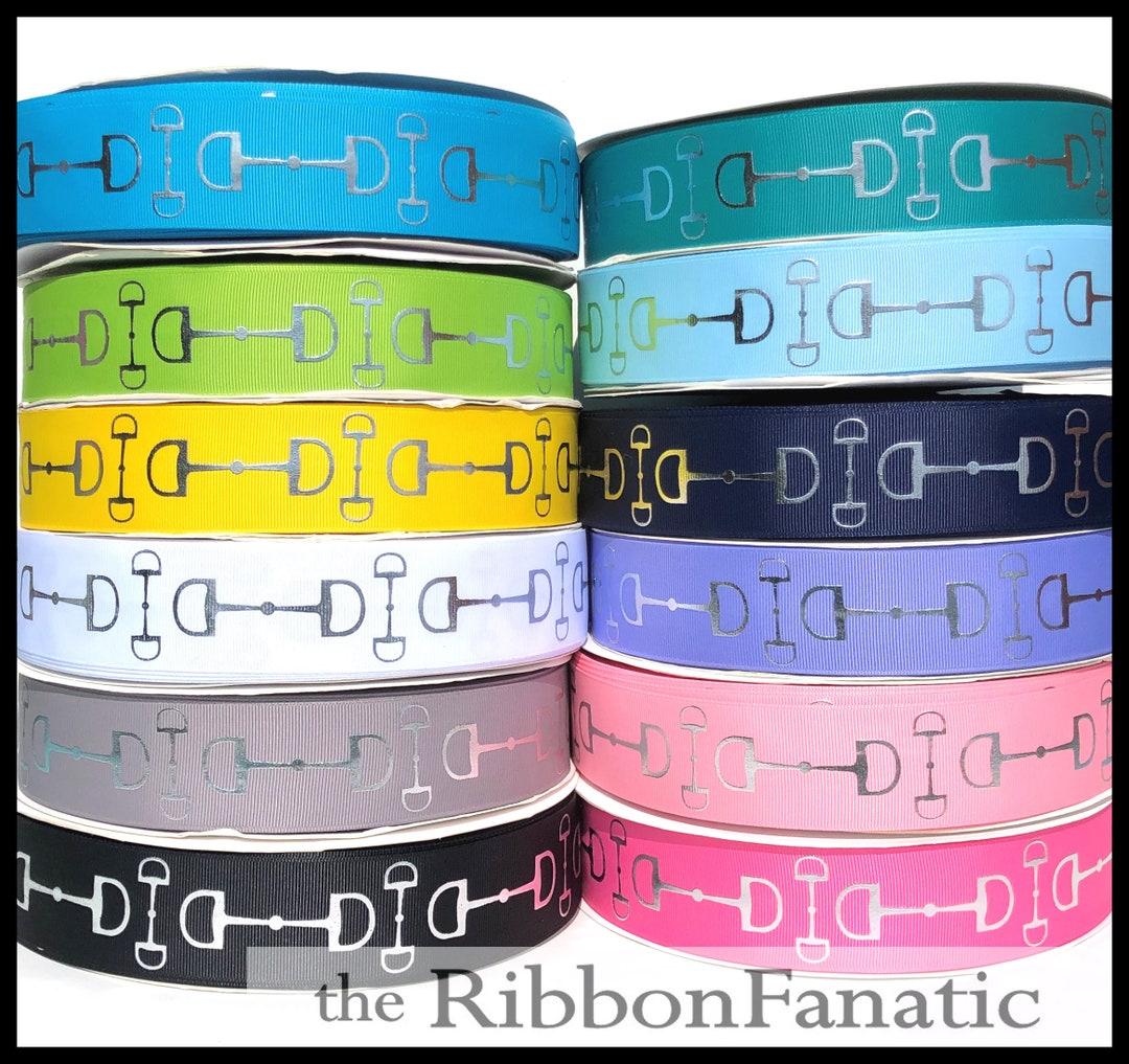 5 Yds 1.5" SILVER Snaffle Bits 9 Ribbon Colors Horse Equestrian Show ...