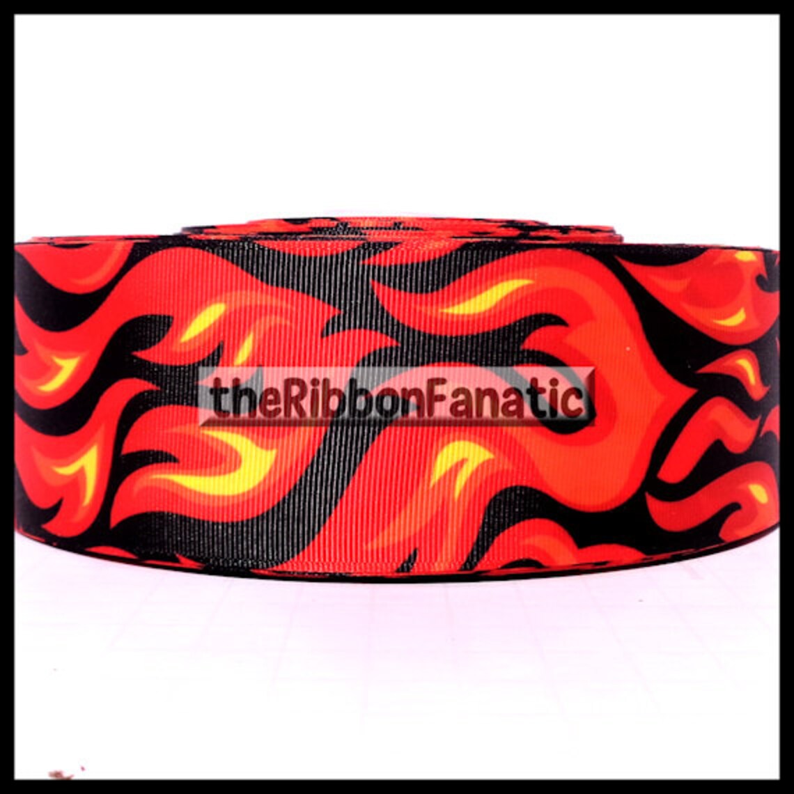 5 Yds or 3 Yds Flames Fire Cheer Cheerleading Sports Bow 4 Sizes 5/8" 7 ...