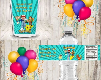 Pikachu Water Labels - Etsy