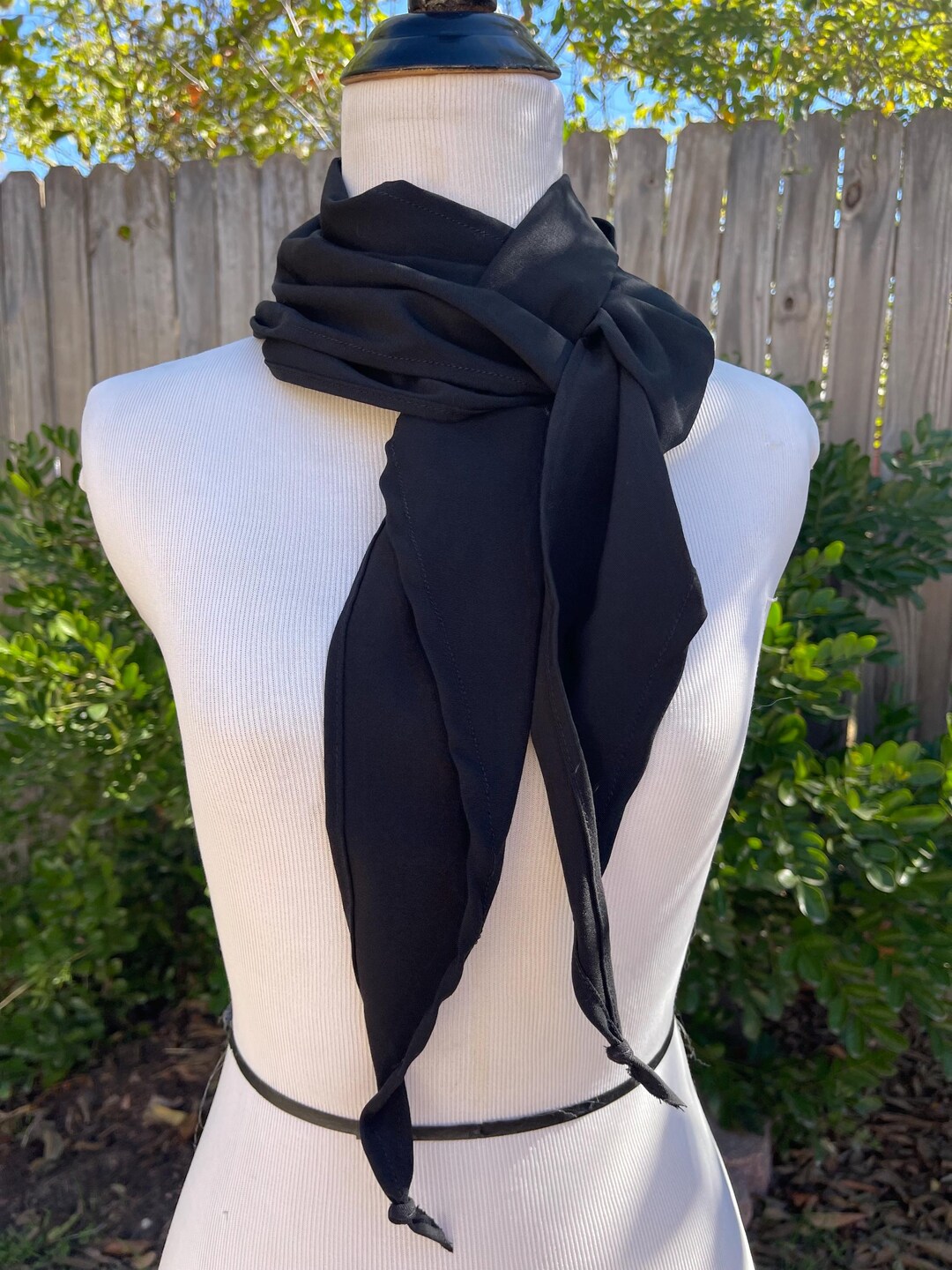 Black Ascot With Top-stiched Edge ; Works as Shawl Cowl Ascot Skinny ...