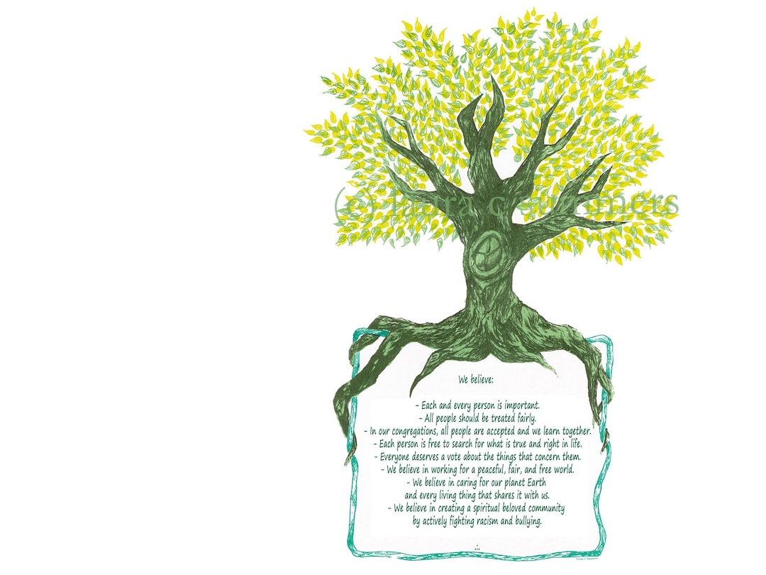 Kids Tree of Principles ; Print of Eight Unitarian Universalist UU ...