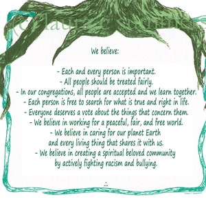 Kids Tree of Principles ; Print of Eight Unitarian Universalist UU ...