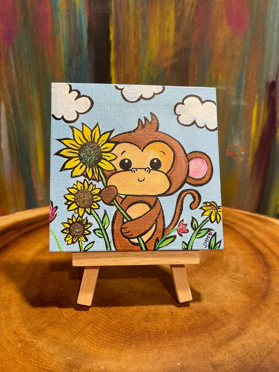 Original Painting by Joiemariaart, Cute Monkey Mini Painting, Baby ...
