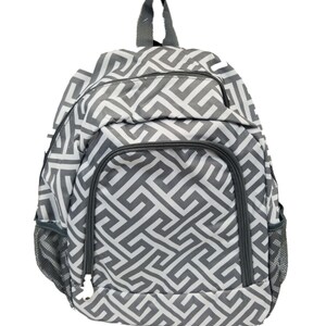 Personalized Greek Key or Chevron Backpack- Black, Pink, Navy, Gray ...