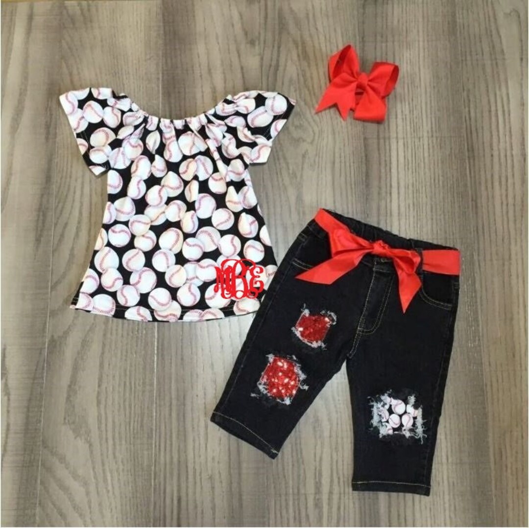 Girls Baseball Outfit Monogrammed Personalized Baseball Season Clothes ...