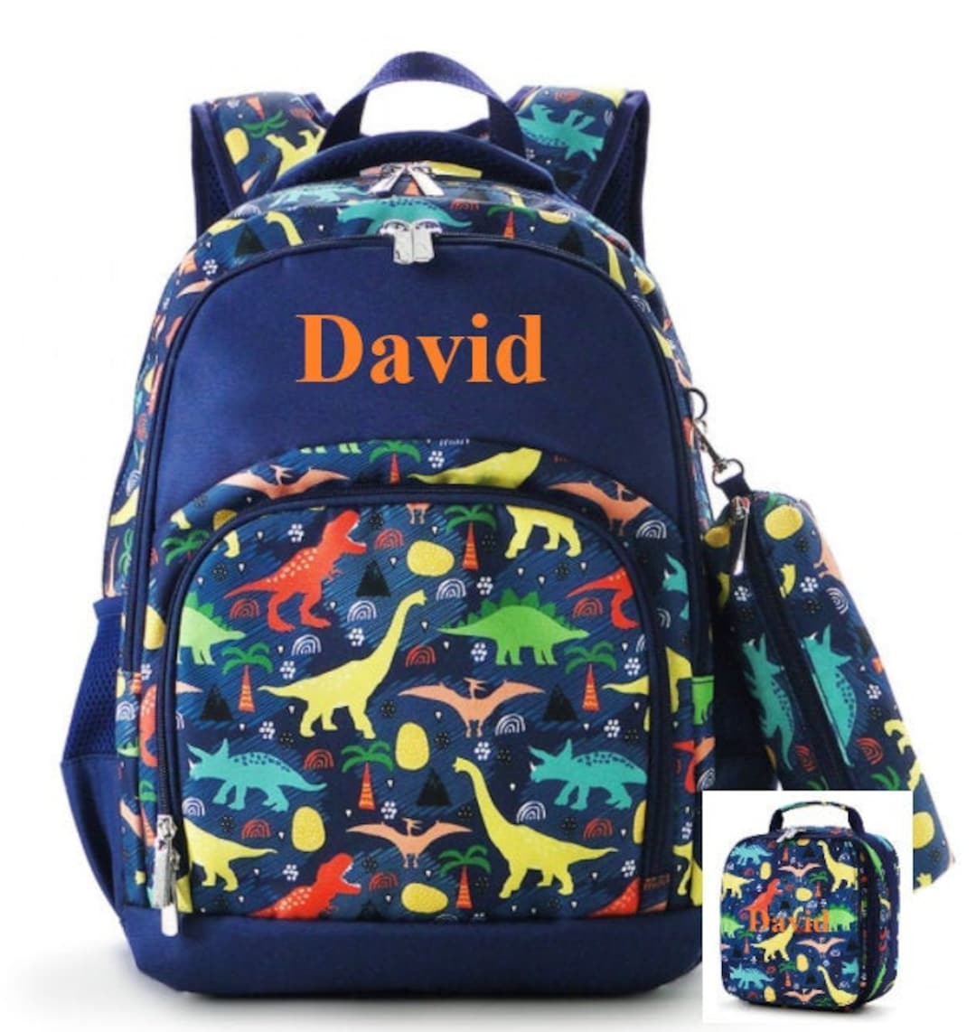 Personalized Monogrammed Dino Dinosaur Backpack and Lunch Box - Etsy