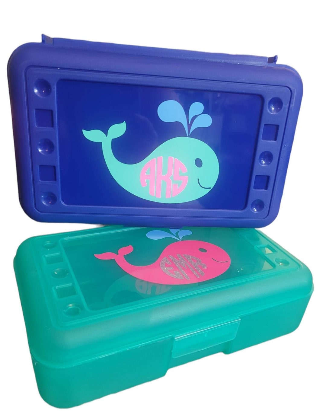 Personalized Preppy Whale Pencil Box Vinyl Whale With Initials Plastic ...