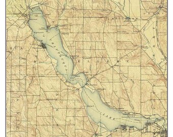 Cayuga Lake 1902 USGS Old Topographic Map Custom Composite | Etsy