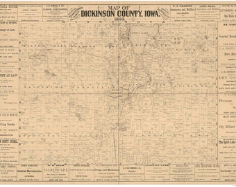 Story County Iowa 1883 Old Wall Map with Landowner Names Farm | Etsy