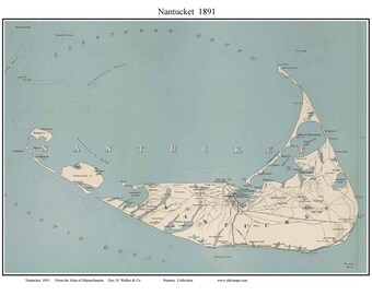 Nantucket 1858 map by H.F. Walling | Etsy