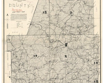 Cherokee County Old 1895 Map Georgia Wall Map With | Etsy