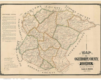 Walker County Old 1893 Map Georgia Wall Map With | Etsy