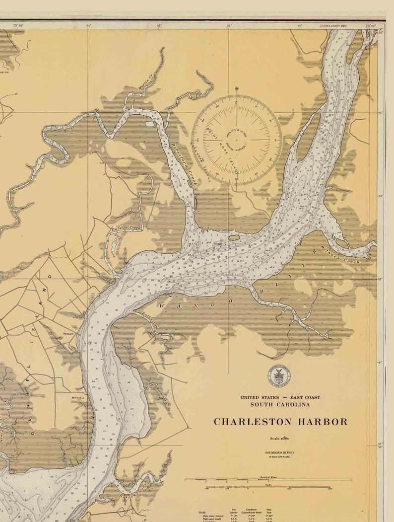 Charleston Harbor 1933 Old Map Nautical Chart - South Carolina -reprint ...