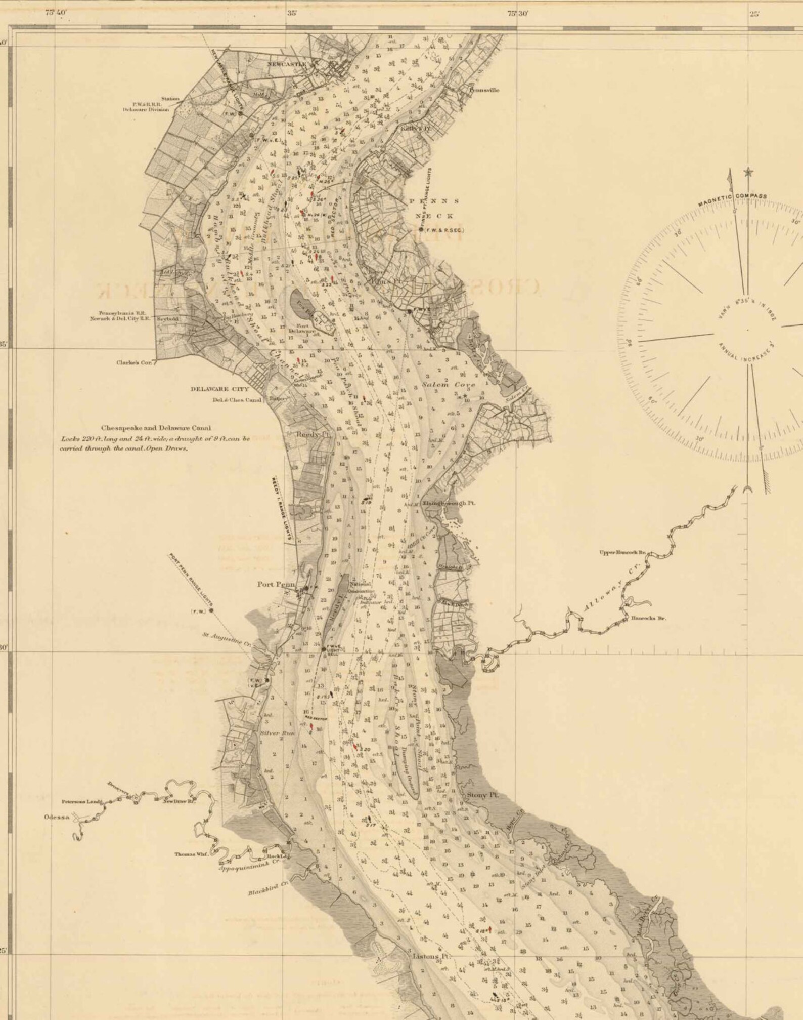 Delaware Bay & River 1902 Nautical Map Reprint New Jersey | Etsy