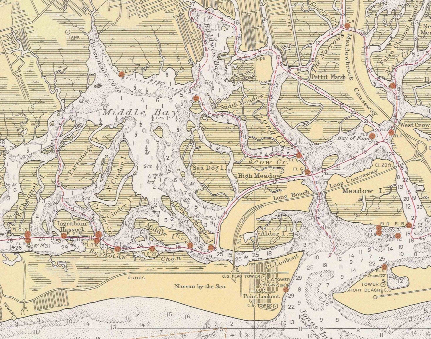 Hempstead Bay NY 1941 Nautical Map Long Island Reprint - Etsy