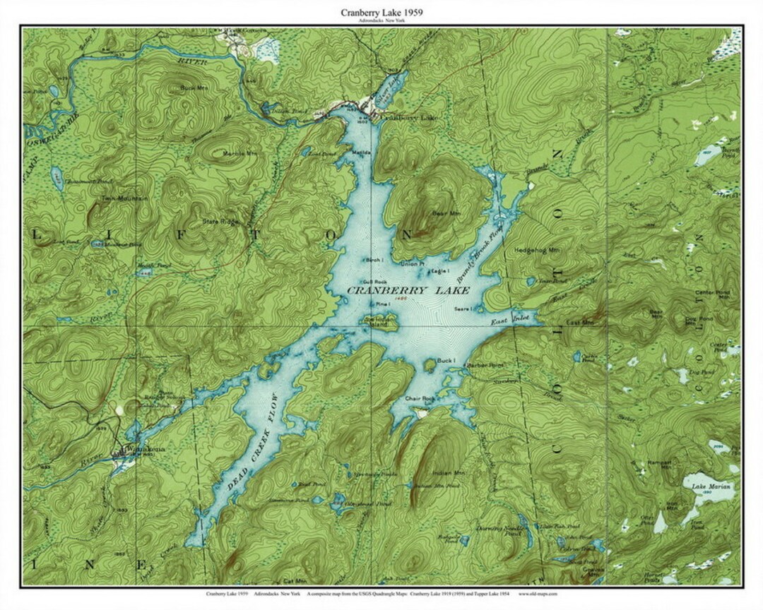 Cranberry Lake 1959 USGS Old Topographic Map - Reprint - Custom ...