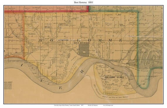 Bon Homme 1893 Old Town Map With Homeowner Names South Dakota | Etsy