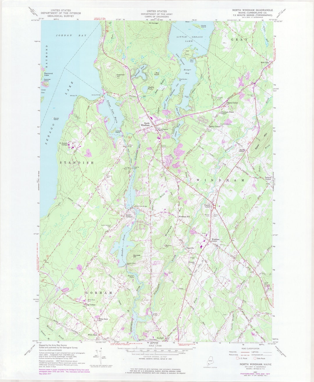 North Windham, Maine - 1957 - 1978 Original USGS Topographic Map ...