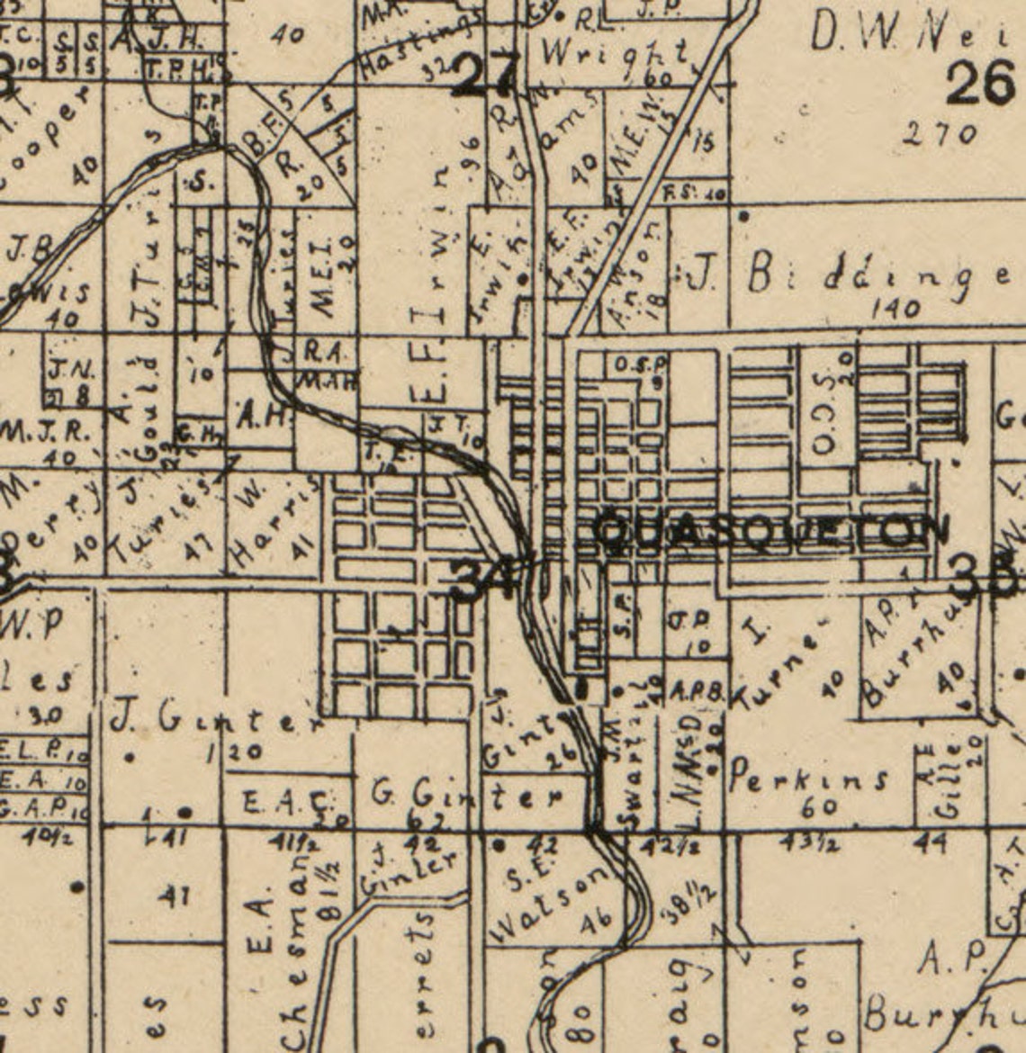 Buchanan County Iowa 1896 Old Wall Map With Landowner Names Farm Lines ...