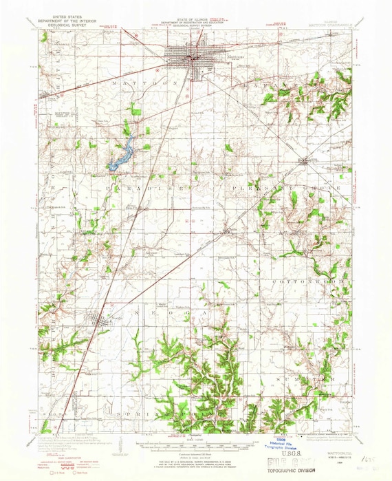 Matoon 1934 1967 Old Topo Map Lake Matoon Neoga Quad | Etsy