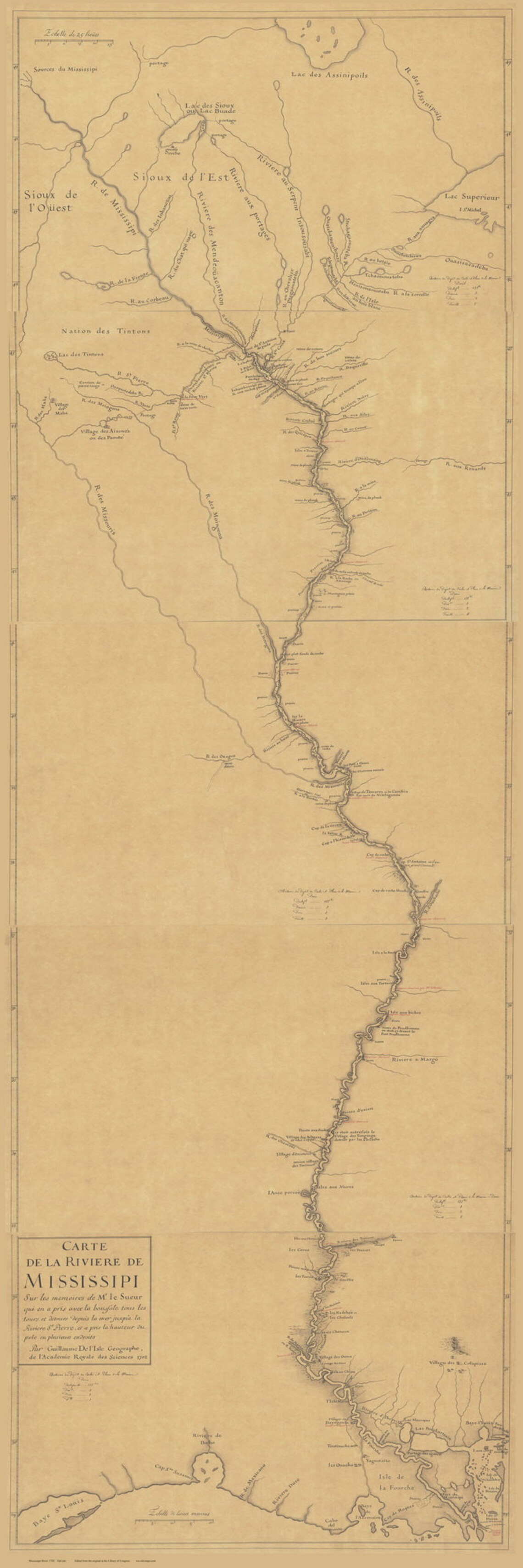 Mississippi River 1702 a Detailed French Colonial Map River Only - USA ...