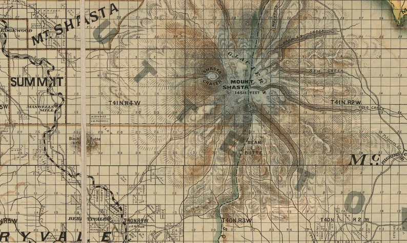 Siskiyou County California 1887 Old Wall Map Reprint With | Etsy