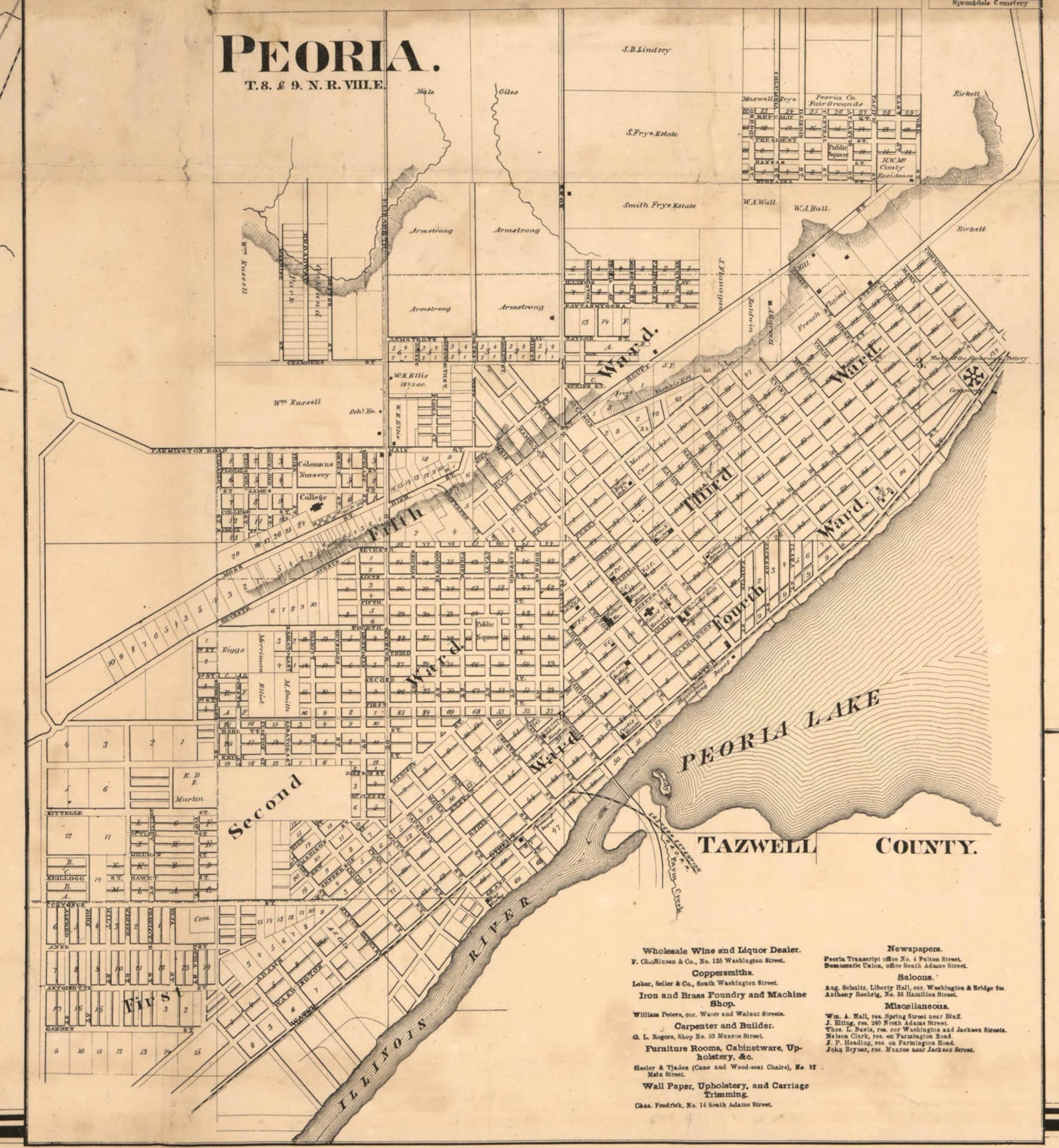 Peoria County Illinois 1861 Old Wall Map Reprint with | Etsy