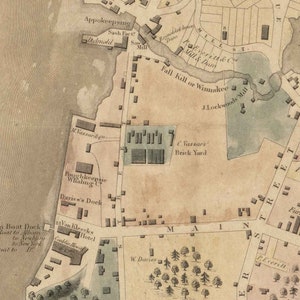 Poughkeepsie New York Old Map Reprint - 1834 Homeowner Names Genealogy ...
