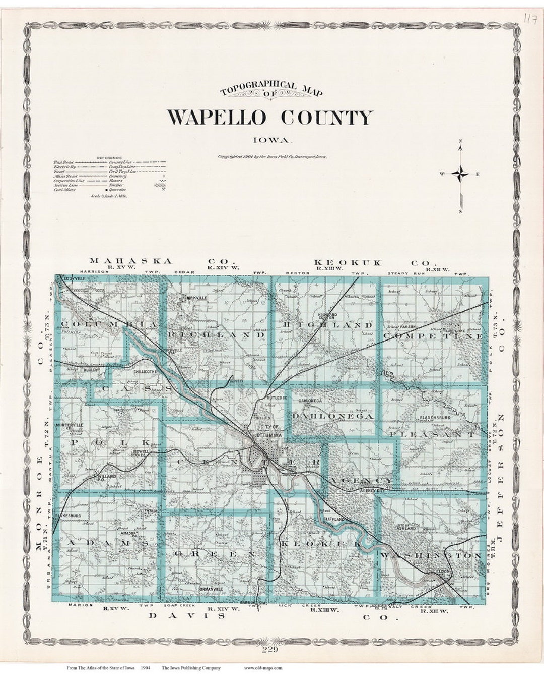 Wapello County 1904 - Old Town Map Reprint - Iowa State Atlas ...