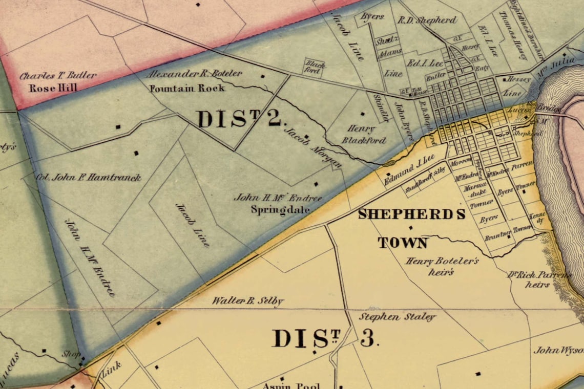 Jefferson County Map 1852 West Virginia Old Wall Map With | Etsy