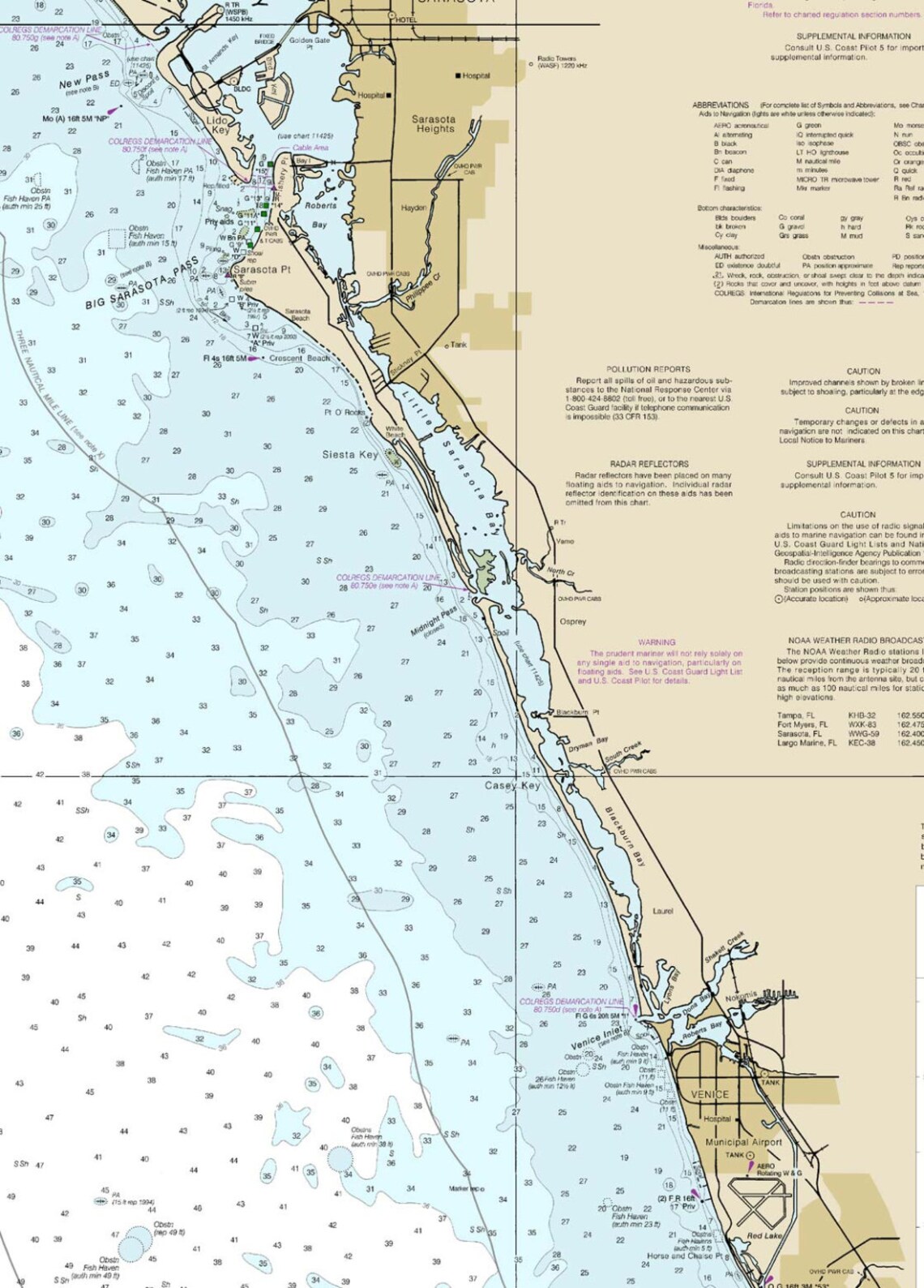 Lemon Bay to Passage Key Inlet 2014 Nautical Map Sarasota - Etsy
