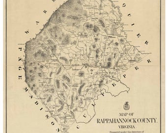Rappahannock County Virginia 1863 Old Wall Map With | Etsy