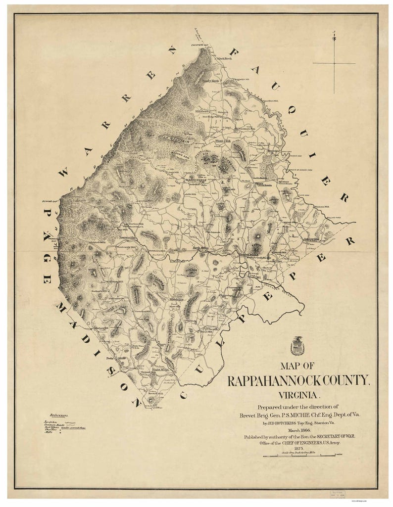 Rappahannock County Virginia 1875 Old Wall Map With | Etsy