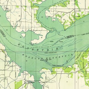 Wheeler Lake - 1936 Alabama Old Topographic Map USGS Wheeler Village to ...
